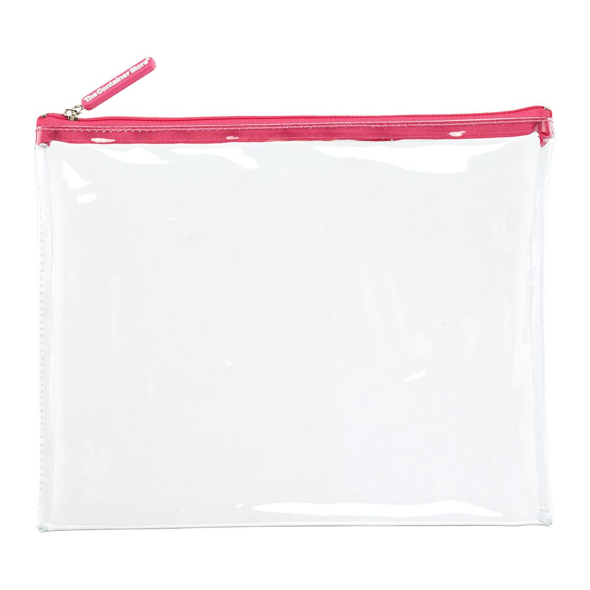 Large Medium Pink Zippered Clear Pouch – VIASEARS BEAUTY